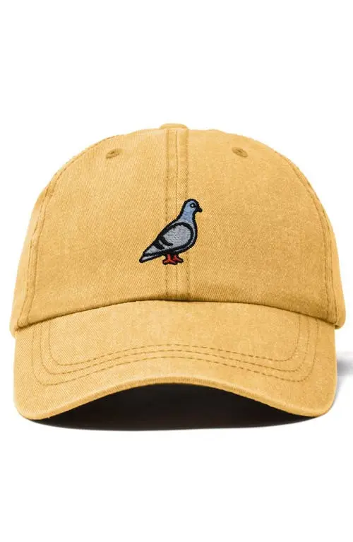 DALIX Pigeon Embroidered Cap - Washed Gold