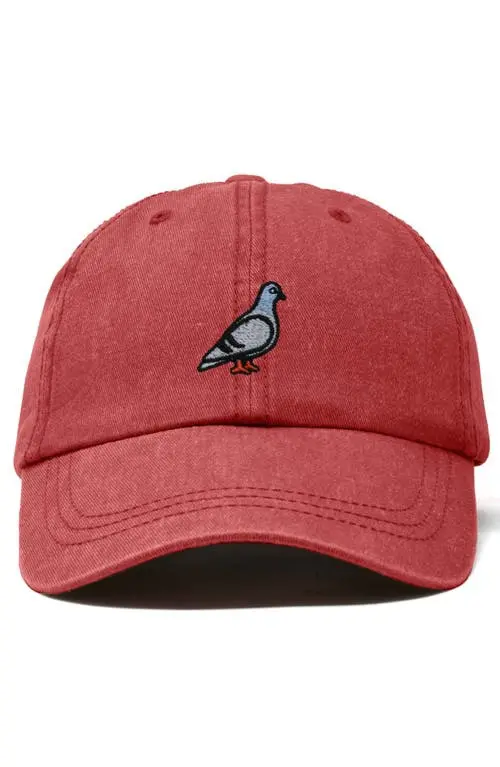 DALIX Pigeon Embroidered Cap - Washed Red