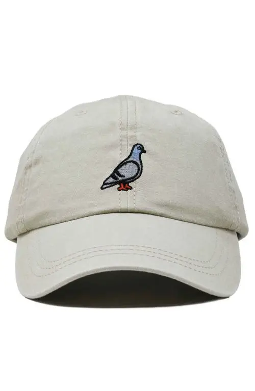 DALIX Pigeon Embroidered Cap - Washed Stone White
