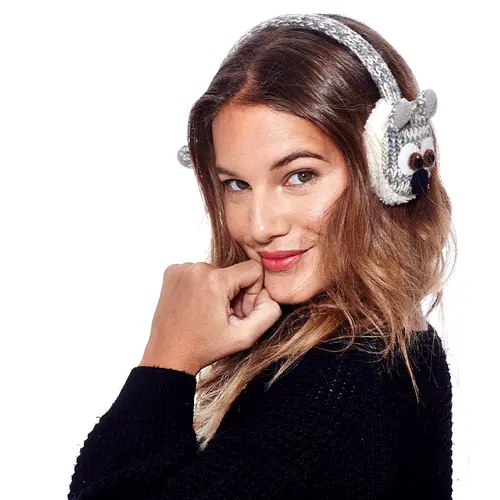 NIRVANNA DESIGNS Hand-knit Owl Earmuffs - Grey