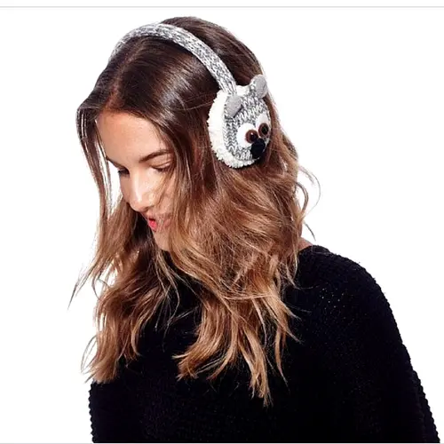NIRVANNA DESIGNS Hand-knit Owl Earmuffs - Grey