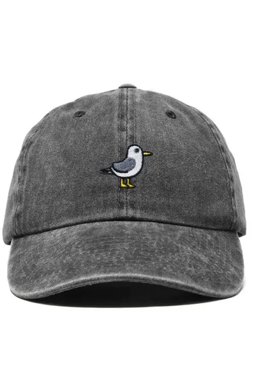 DALIX Seagull Embroidered Cap - Washed Black