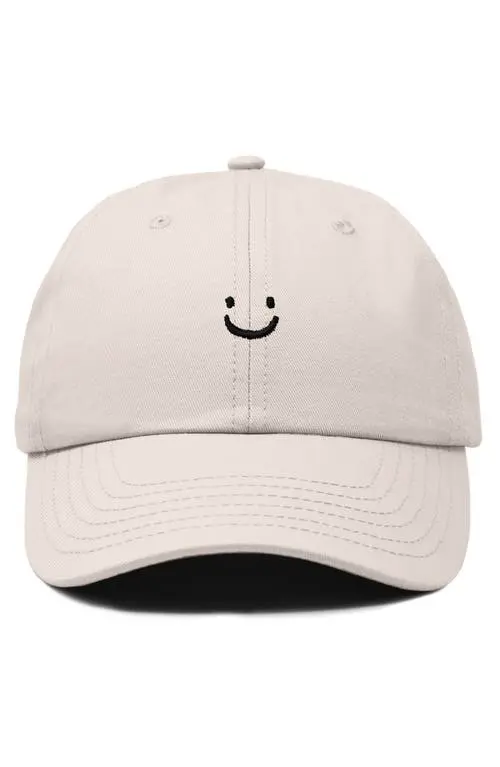 DALIX Smile Embroidered Baseball Cap - Beige