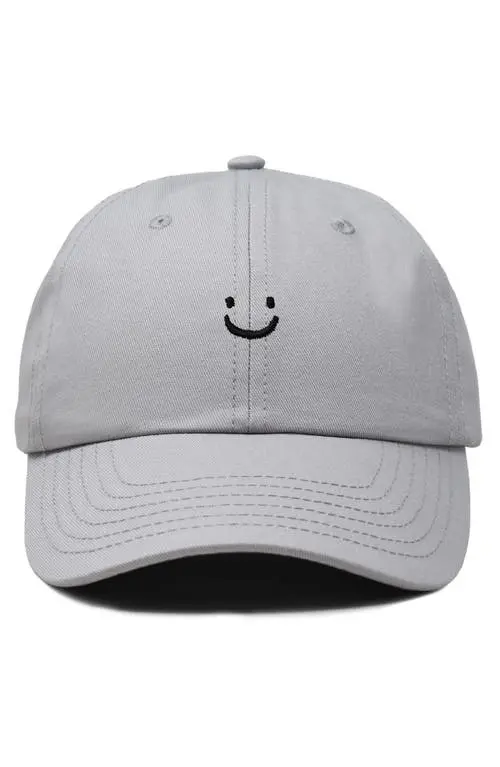 DALIX Smile Embroidered Baseball Cap - Gray