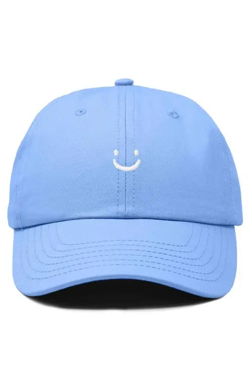 DALIX Smile Embroidered Baseball Cap - Light Blue