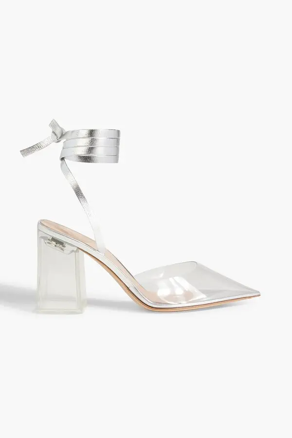 GIANVITO ROSSI Metallic Leather And Pvc Pumps With Tie Ankle Fastening