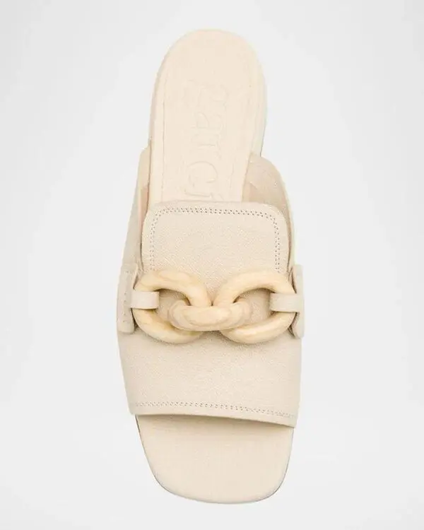 PEDRO GARCIA Enna Leather Loafer Mules - Ivory