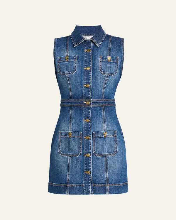 Ramy Brook Katalina Sleeveless Denim Mini Dress - Medium Wash