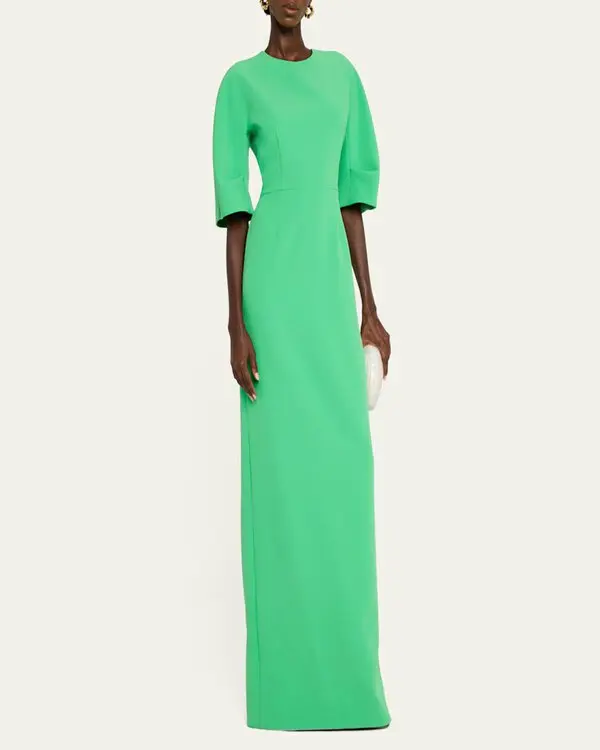 Rickie Freeman For Teri Jon Elbow-sleeve Column Gown