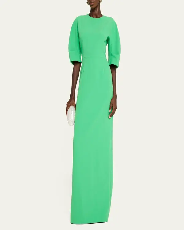 Rickie Freeman For Teri Jon Elbow-sleeve Column Gown