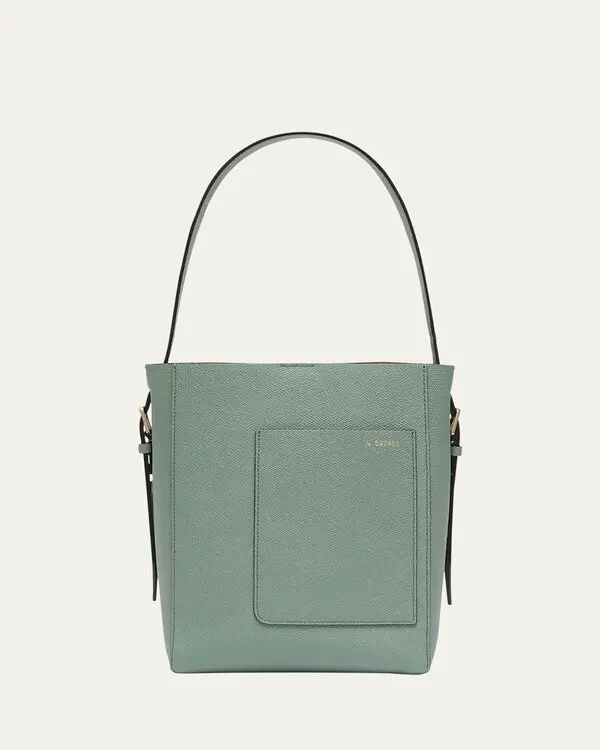 VALEXTRA Secchiello Small Leather Bucket Bag - Eucalipto