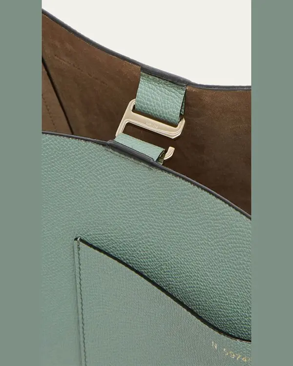 VALEXTRA Secchiello Small Leather Bucket Bag - Eucalipto