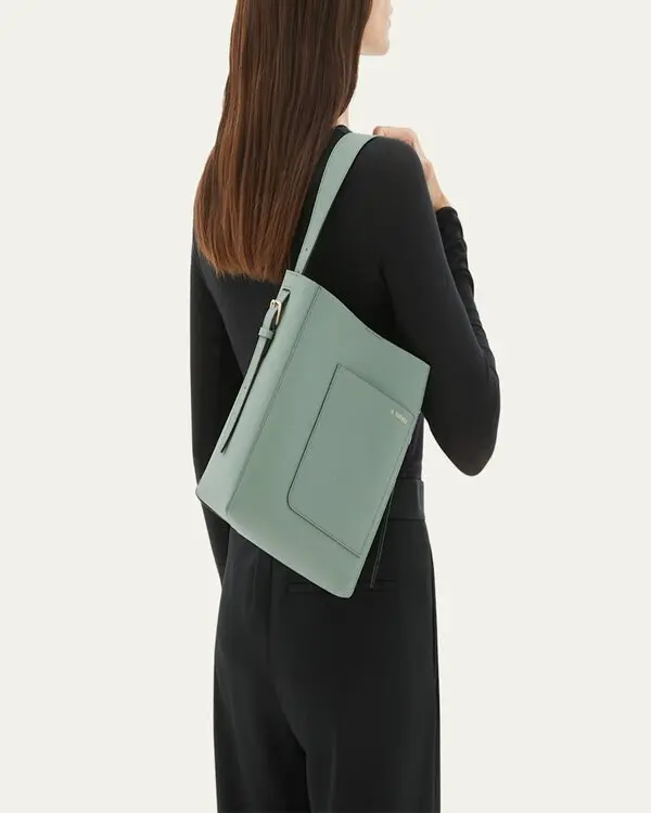VALEXTRA Secchiello Small Leather Bucket Bag - Eucalipto