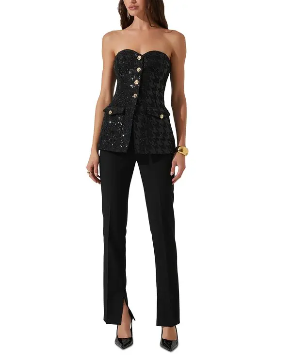 Astr The Label Milani Sequined Strapless Top