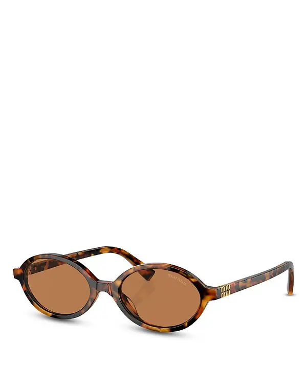 Miu Miu Regard Oval Blue Light Glasses, 50mm - Brown
