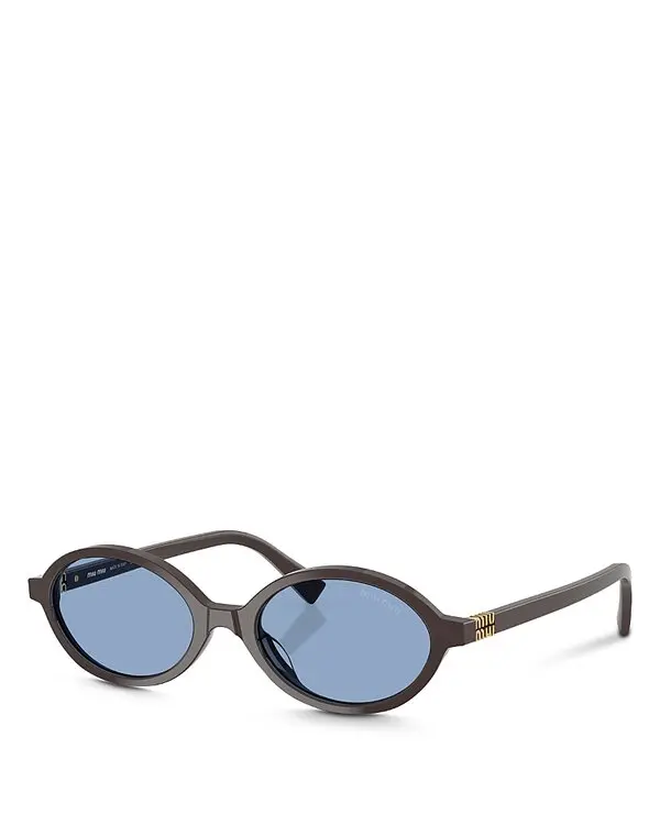 Miu Miu Regard Oval Blue Light Glasses, 50mm - Light Blue