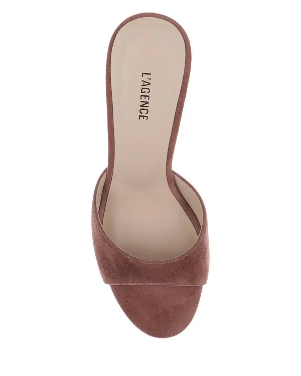 L'Agence Avery High Heel Slide Sandals - Hazel Suede