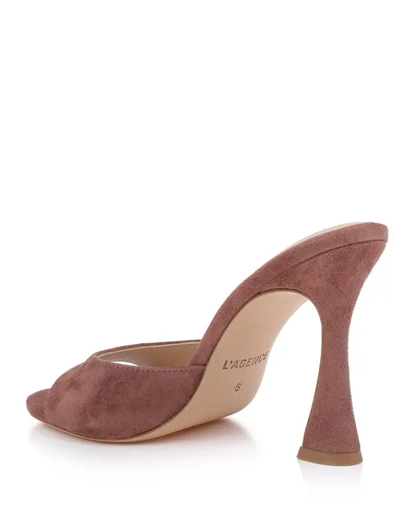L'Agence Avery High Heel Slide Sandals - Hazel Suede