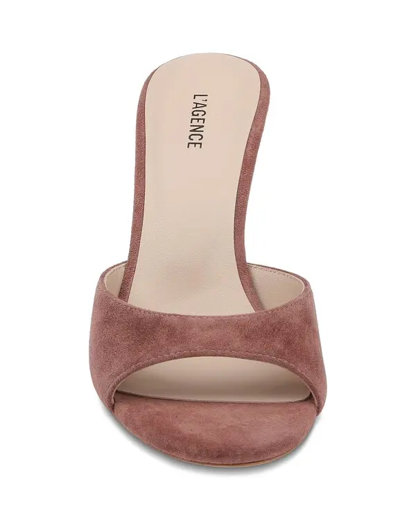 L'Agence Avery High Heel Slide Sandals - Hazel Suede