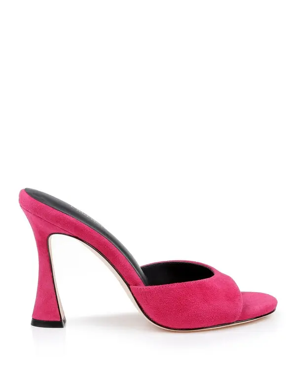 L'Agence Avery High Heel Slide Sandals - Rubino Suede