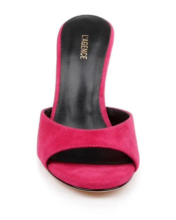 L'Agence Avery High Heel Slide Sandals - Rubino Suede