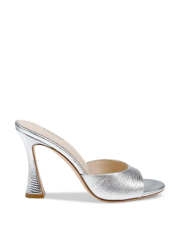 L'Agence Avery High Heel Slide Sandals - Silver Lizard