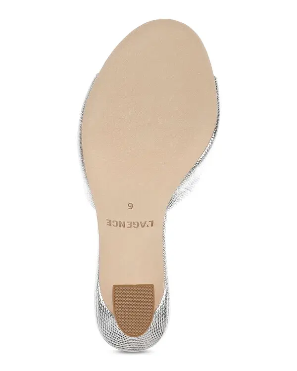L'Agence Avery High Heel Slide Sandals - Silver Lizard