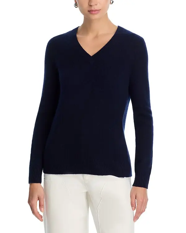 Bloomingdale'S C Exclusive V-neck Cashmere Sweater - Navy