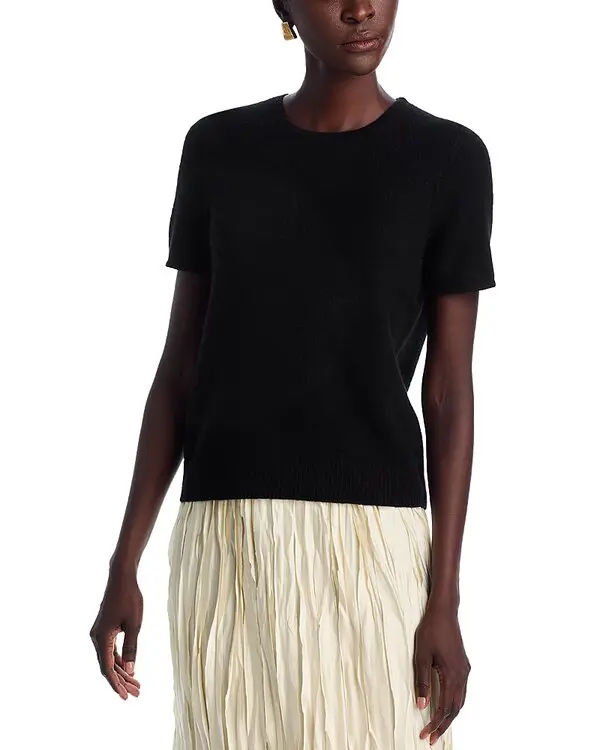 Bloomingdale'S C Exclusive Cashmere Short Sleeve Shell Top - Black