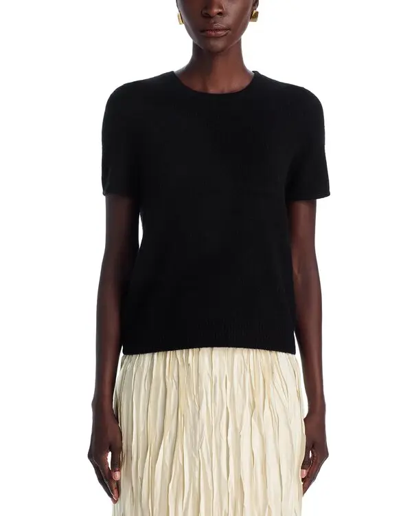 Bloomingdale'S C Exclusive Cashmere Short Sleeve Shell Top - Black