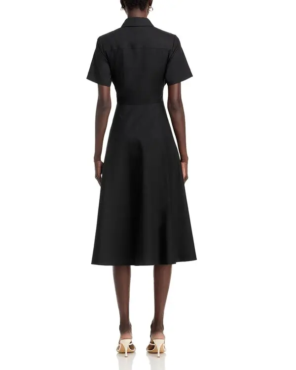 TOCCIN Megan Tie Front Midi Shirt Dress - Jet