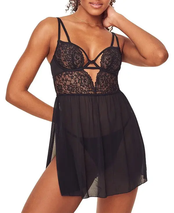 ADORE ME Rae Unlined Babydoll & G-string Set Lingerie - Black