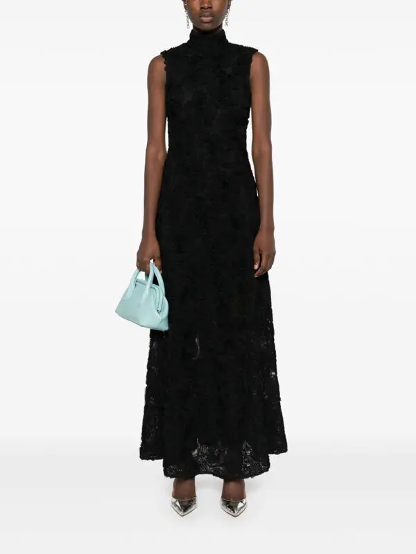 ROTATE BY BIRGER CHRISTENSEN Flower-mesh Maxi Dress - Black
