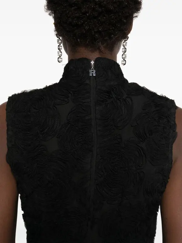 ROTATE BY BIRGER CHRISTENSEN Flower-mesh Maxi Dress - Black