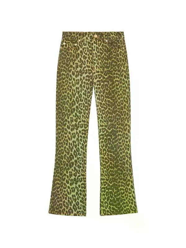 GANNI Betzy Animal Print Jeans - Yellow
