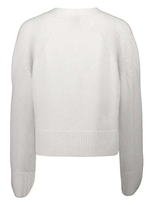 ALLUDE Buttoned V-neck Cardigan - White