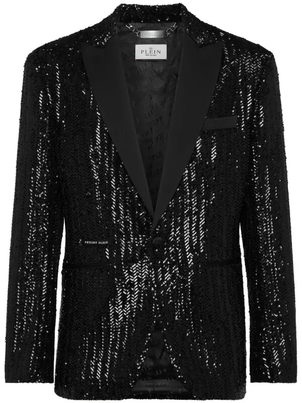 Philipp Plein Embroidered Lurex Blazer - Black