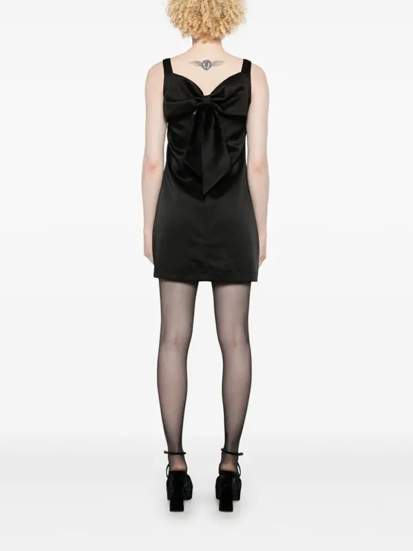 House of Sunny Satin Shift Mini Dress - Black