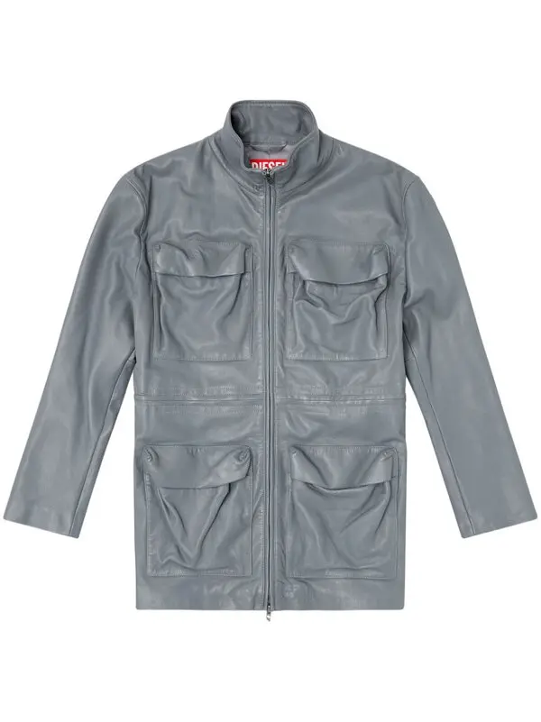 DIESEL® L-wen Leather Jacket - Grey