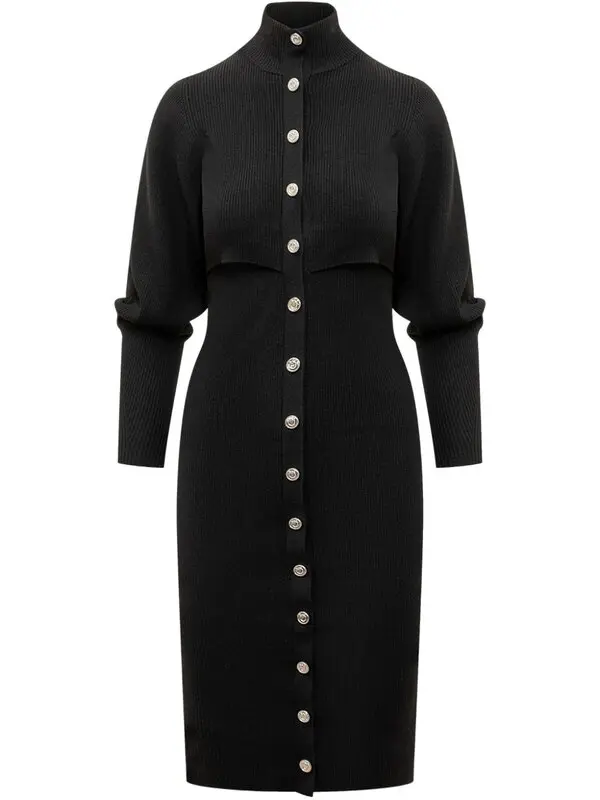 Pinko Buttoned Knit Dress In Black - 67% Off | Editorialist