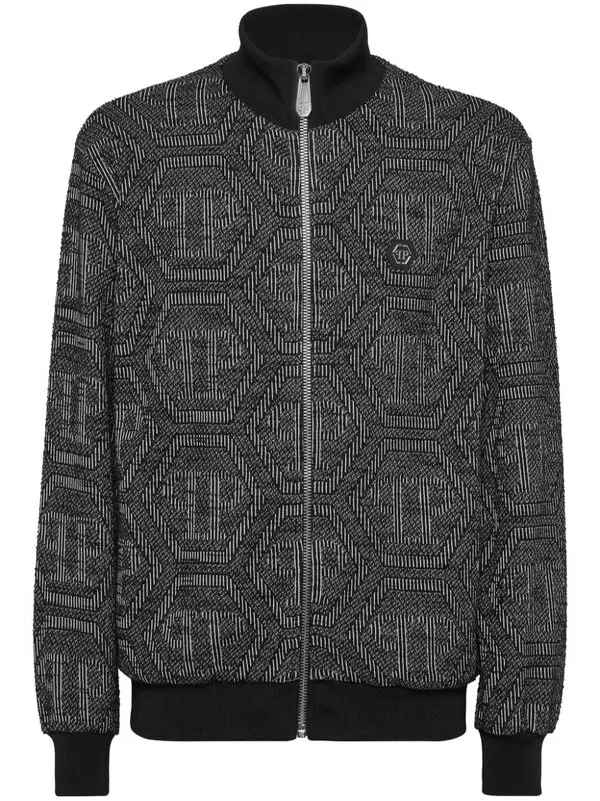 Philipp Plein Monogram-jacquard Bomber Jacket - Black