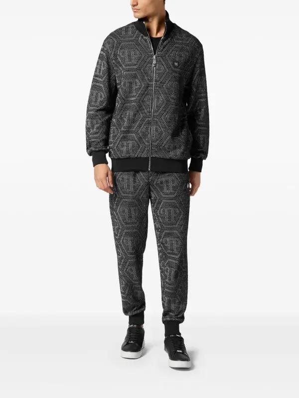 Philipp Plein Monogram-jacquard Bomber Jacket - Black