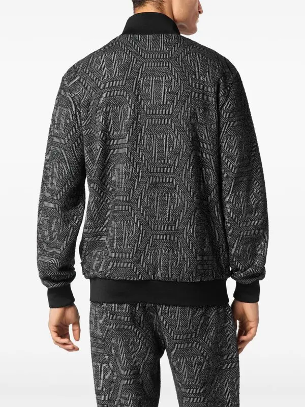 Philipp Plein Monogram-jacquard Bomber Jacket - Black