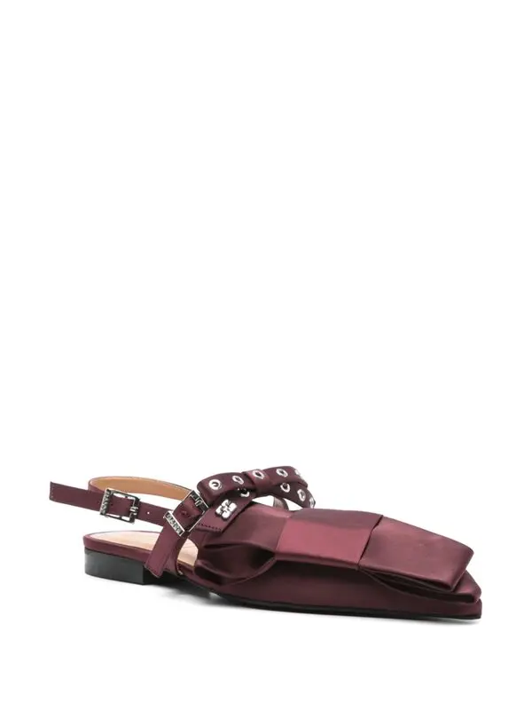 GANNI Ballerina Shoes With Bow Detailing - Red