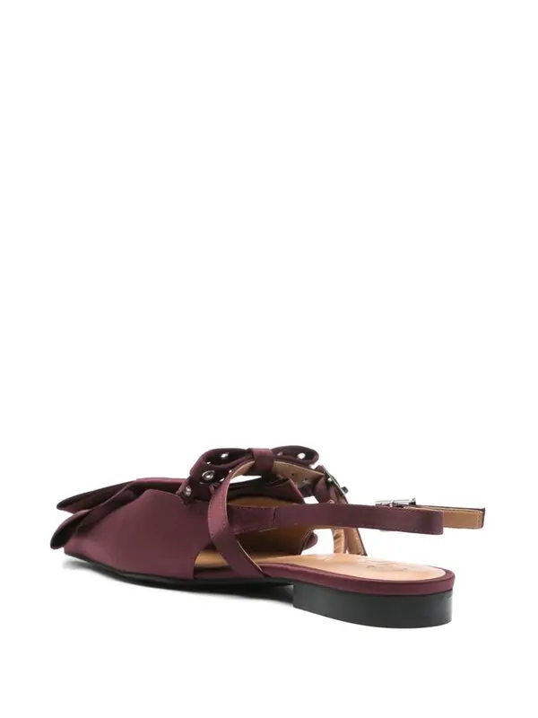 GANNI Ballerina Shoes With Bow Detailing - Red