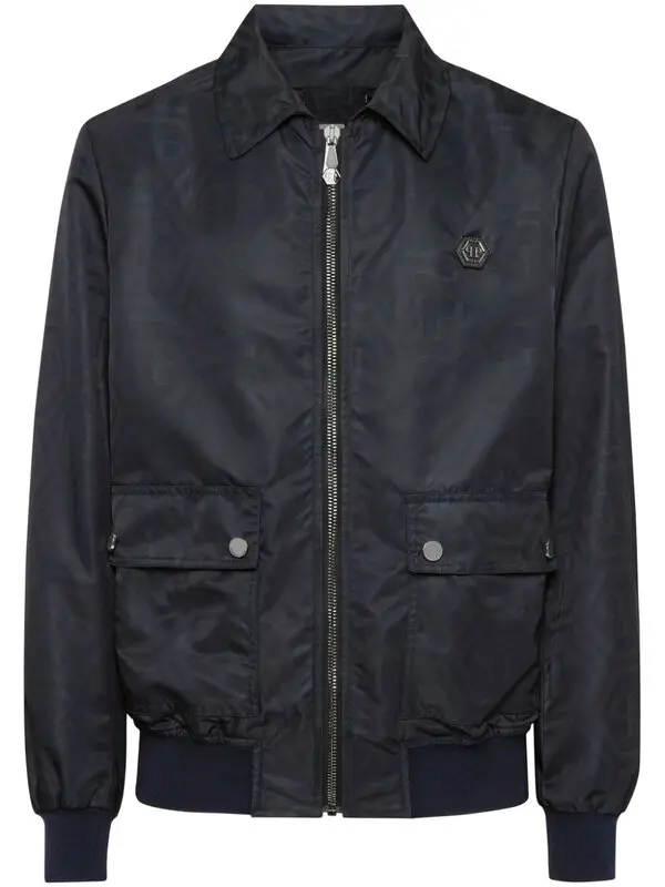 Philipp Plein Monogram Jacquard Bomber Jacket - Blue