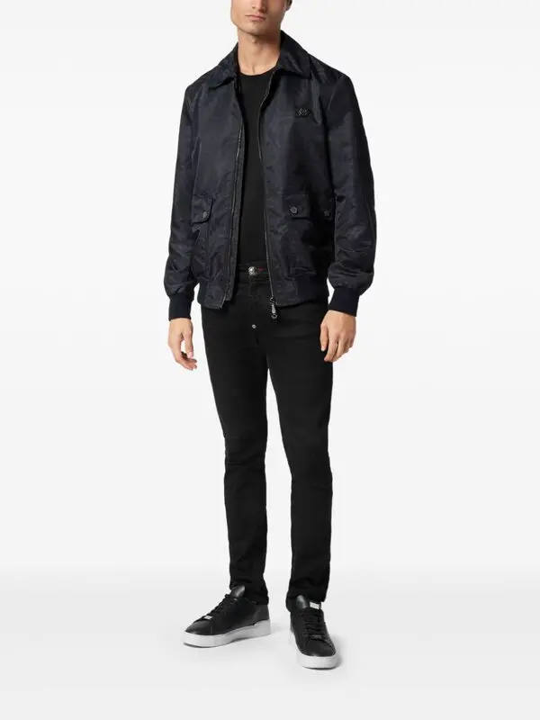 Philipp Plein Monogram Jacquard Bomber Jacket - Blue
