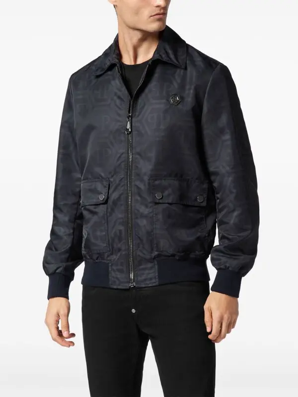 Philipp Plein Monogram Jacquard Bomber Jacket - Blue