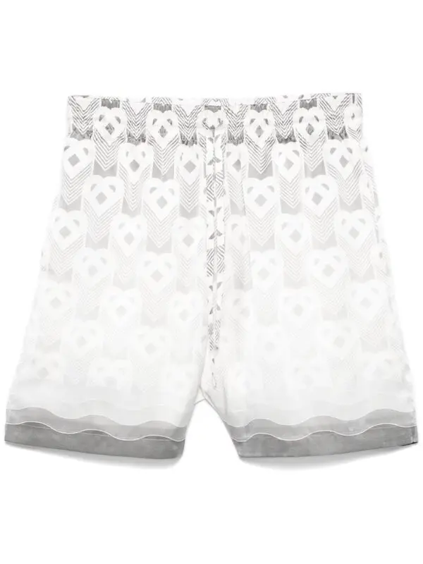 Casablanca Heart-monogram Silk Shorts - Grey