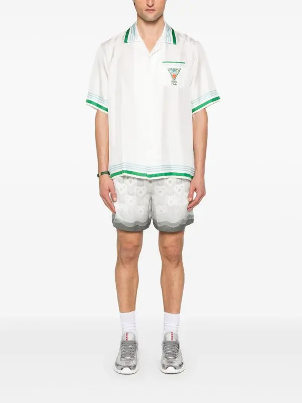 Casablanca Heart-monogram Silk Shorts - Grey